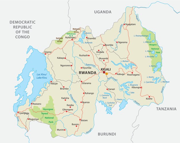 Map of Rwanda with Districts Vector Images (73)