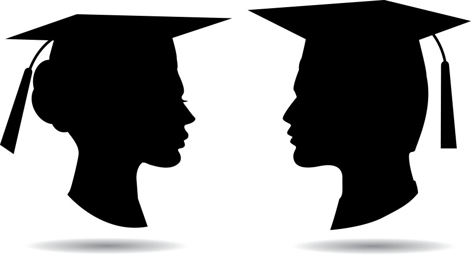 Graduation - black and white Royalty Free Vector Image