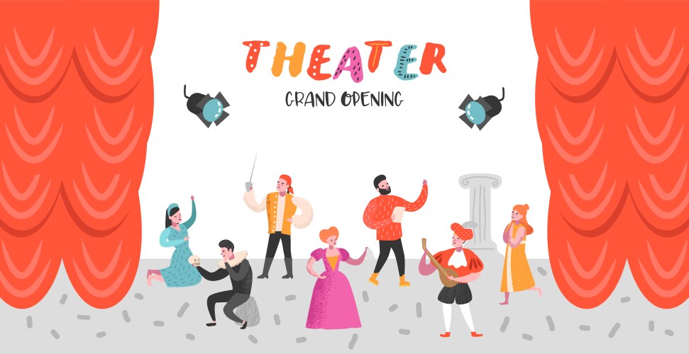 Theater actor characters flat people theatrical Vector Image