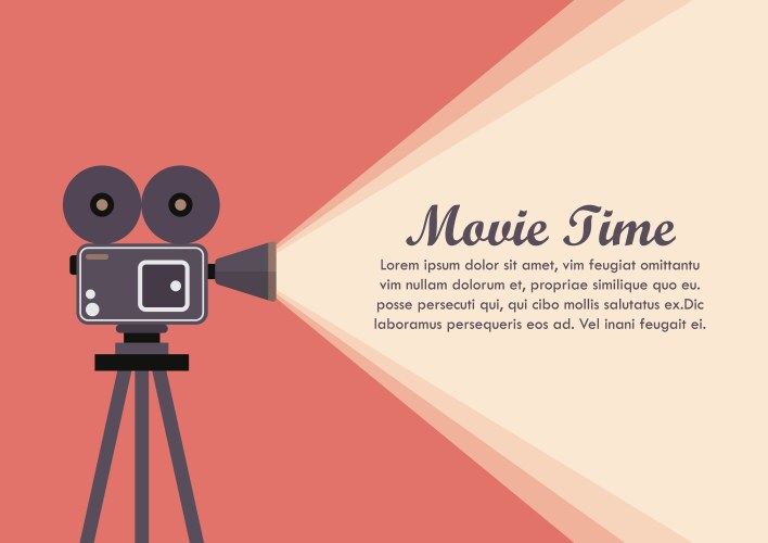 Yellow background with vintage movie camera Vector Image