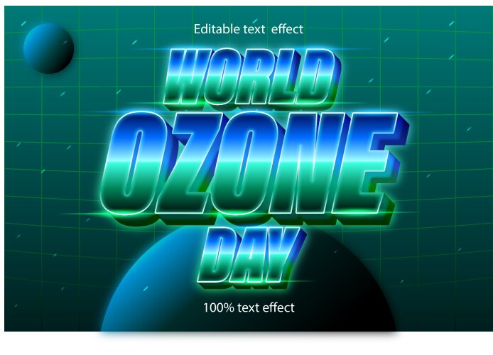 World ozone day editable text effect retro style Vector Image