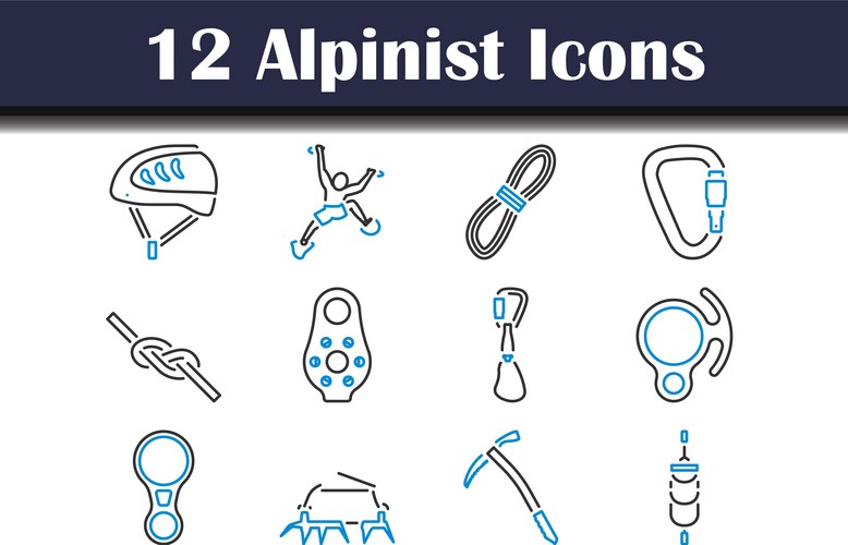 Alpinist icon set Royalty Free Vector Image - VectorStock