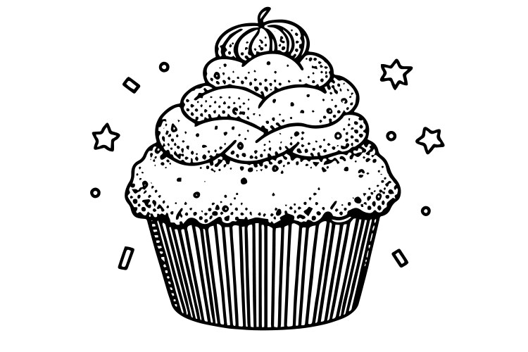 Cupcake hand drawn ink sketch engraved style Vector Image