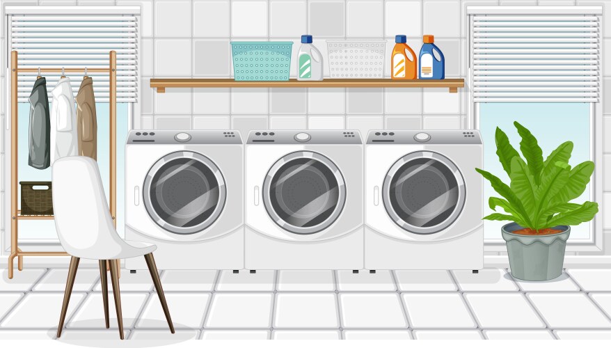 Laundry room with washing machine Royalty Free Vector Image