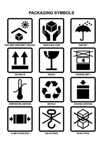 Set of packaging symbols Royalty Free Vector Image