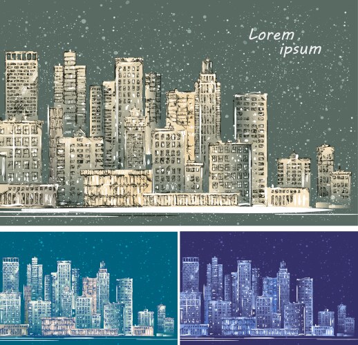 City background hand drawn Royalty Free Vector Image