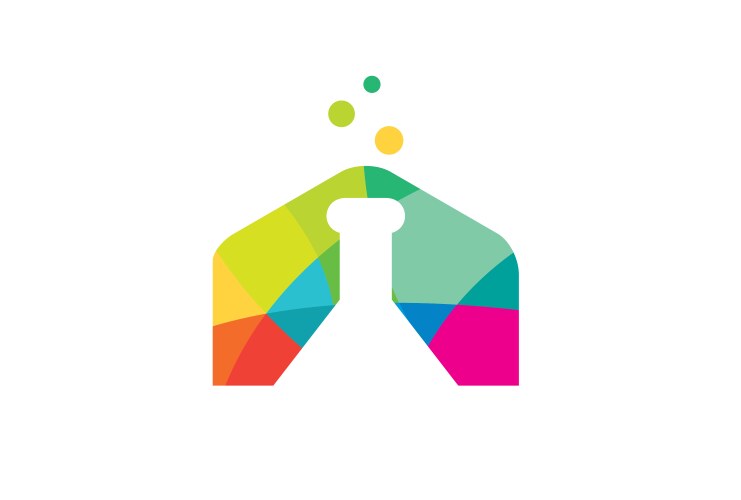 Chemical colored flasks logo Royalty Free Vector Image