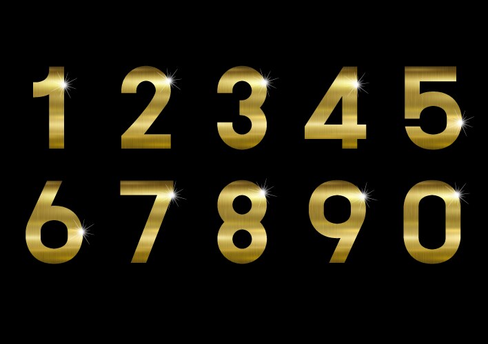 Gold numbers isolated Royalty Free Vector Image
