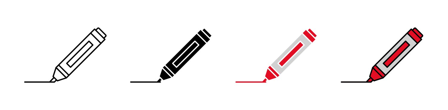 Marker icon set office highlighter pen symbol Vector Image