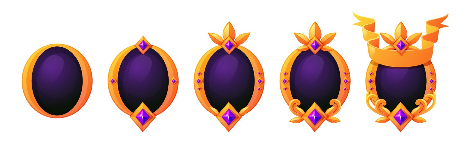 Game rank progression frames and badges Royalty Free Vector