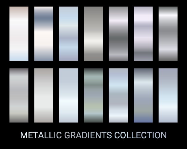 Metal color palette set metallic gradients Vector Image