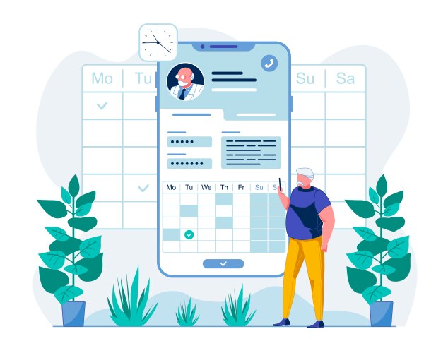 Online doctor appointment man and calendar Vector Image