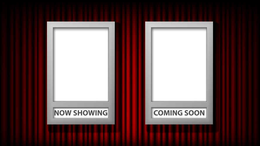Movie poster frame template with now showing Vector Image