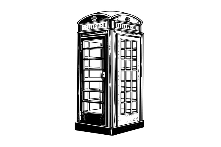 Retro phone box in engraved style Royalty Free Vector Image