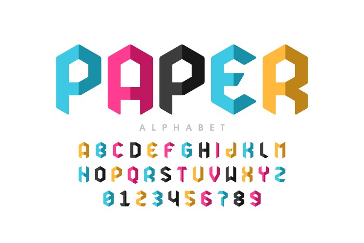 Font paper cut upper case pastel colors Royalty Free Vector