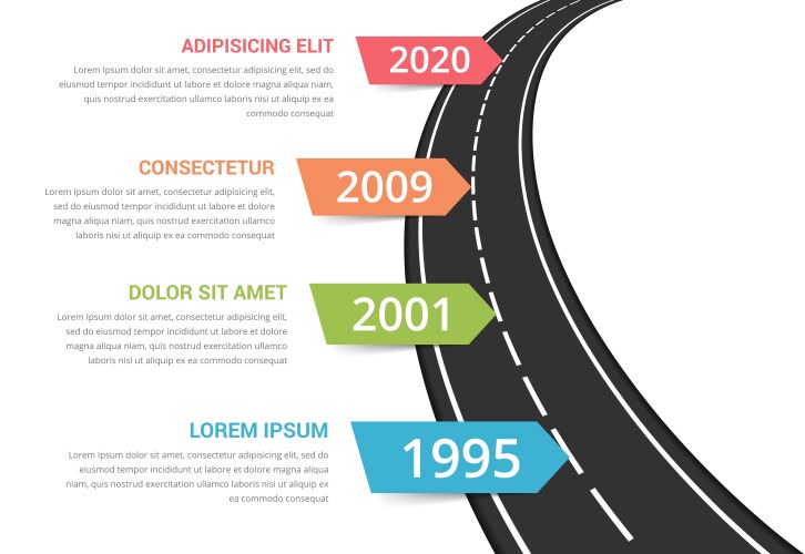 Road map and journey route timeline infographics Vector Image