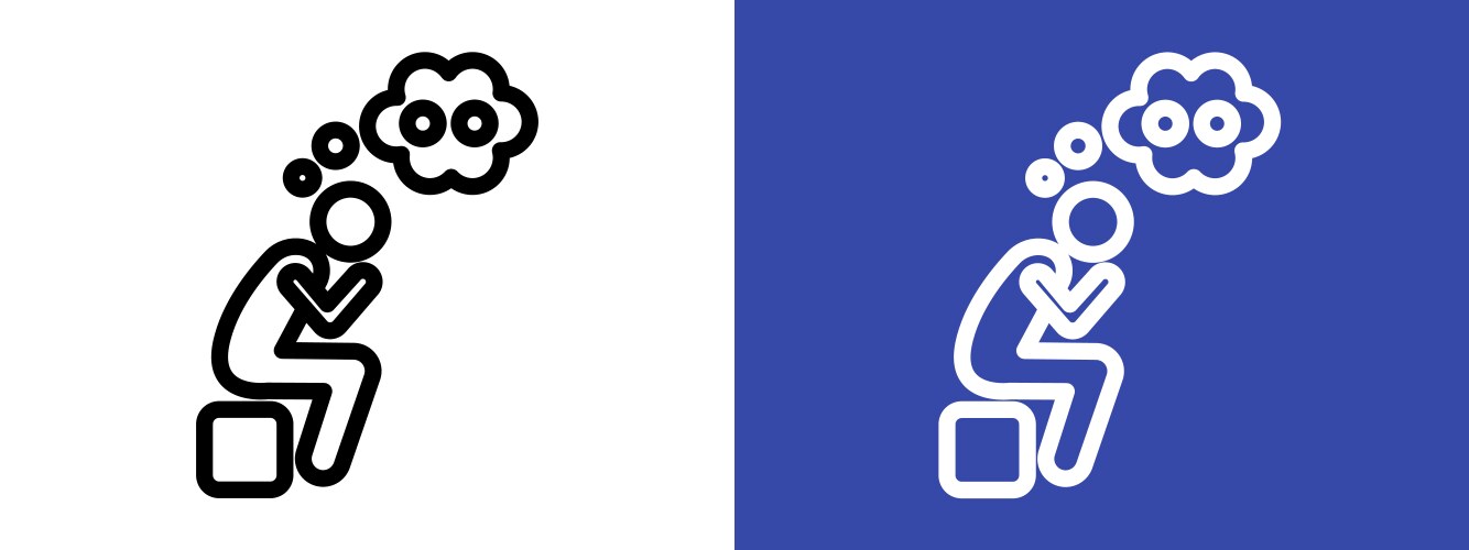 Thinking icon logo sign set outline Royalty Free Vector