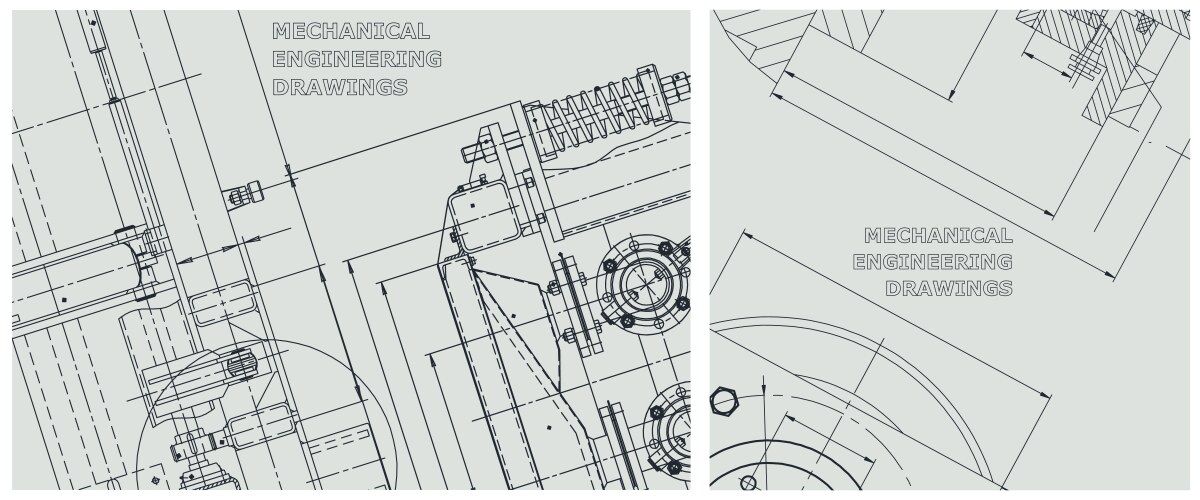 Blueprint set engine line drawing Royalty Free Vector Image