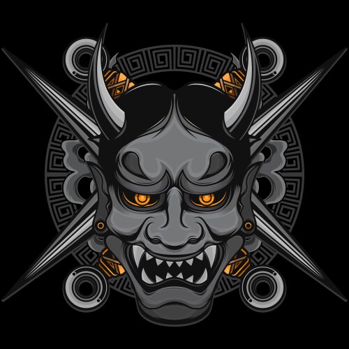 Japanese traditional hannya mask tattoo Royalty Free Vector