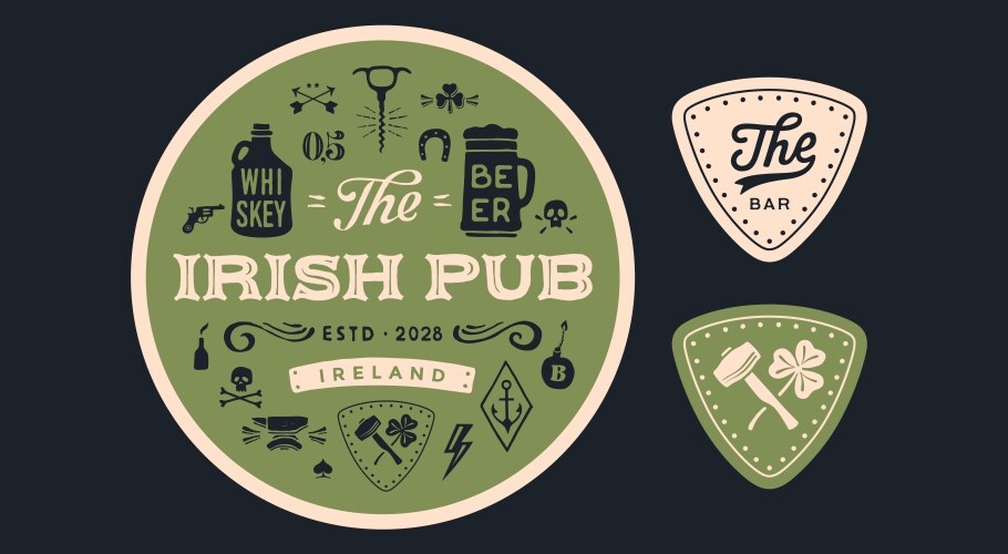Irish Pub Logos Irish Pub Logo Beer Glass Stock Vector (Royalty Free)