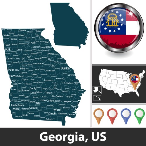Georgia Counties Map Vector Images (over 2,800)