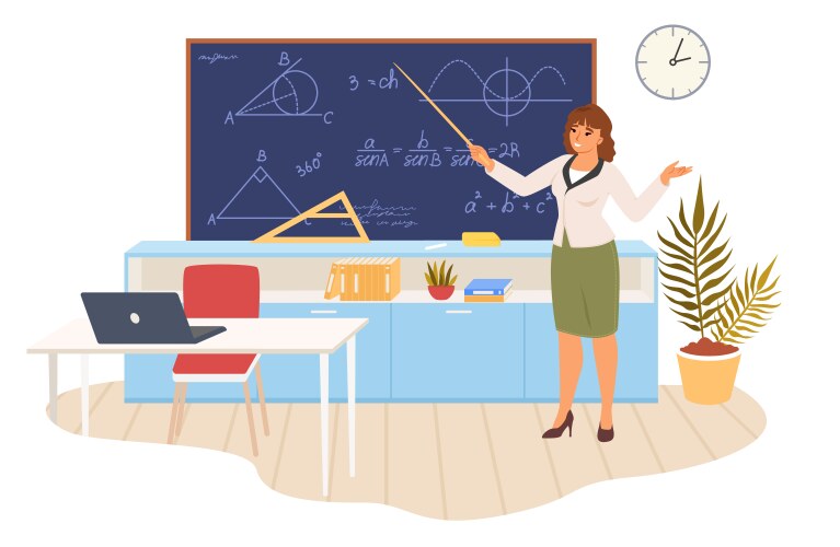 Math professor at the blackboard Royalty Free Vector Image