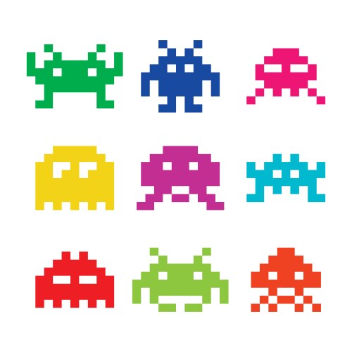 Pixel monster space invaders silhouette 8 Vector Image