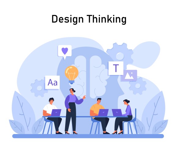 Design thinking process team Royalty Free Vector Image