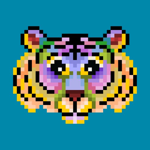 Tiger pixel image for 8 bit game assets Royalty Free Vector