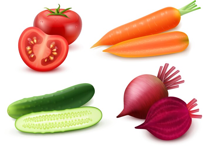 Glossy vegetable set Royalty Free Vector Image