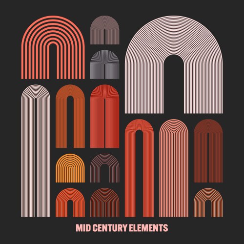 Mid century arch elements modern geometric shapes Vector Image