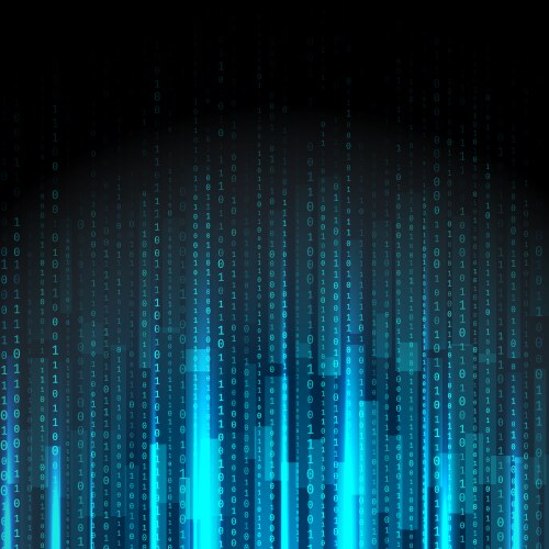 Falling random numbers blue matrix background Vector Image