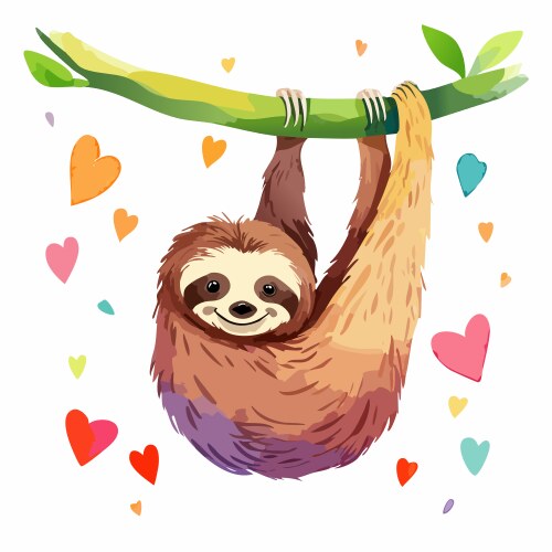 Smiling Sloth on Branch – Royalty-Free Vector | VectorStock