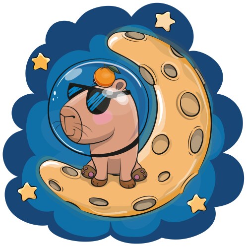 Capybara astronaut on the rocket Royalty Free Vector Image