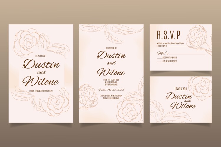 Hand draw wedding invitation template with lily Vector Image