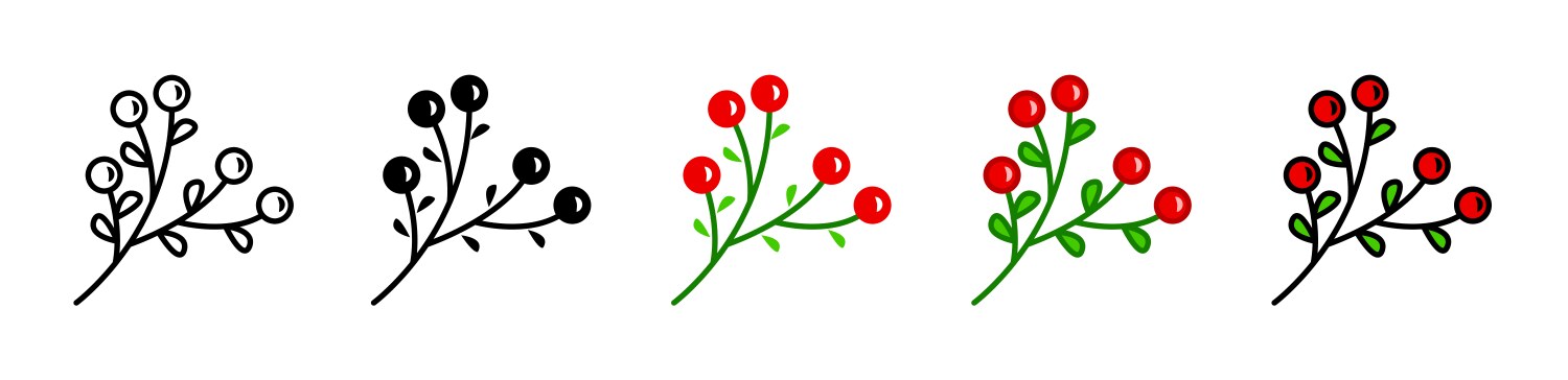Mistletoe icon set holly berry symbol Royalty Free Vector