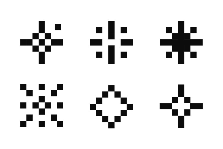 Pixel star retro 8 bit sparkle wavy border Vector Image