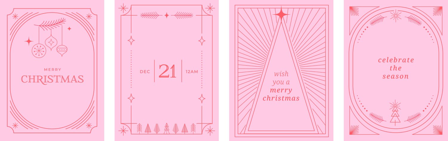 Christmas art deco frames merry Royalty Free Vector Image