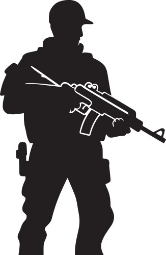 Rifleman soldier black emblematic combat gunner Vector Image