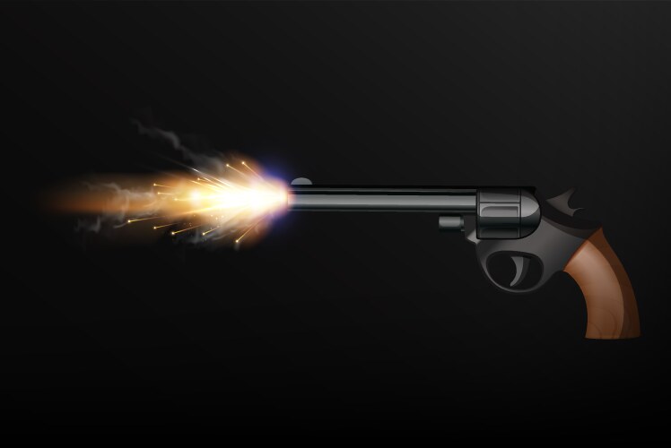 Realistic pistol flash Royalty Free Vector Image