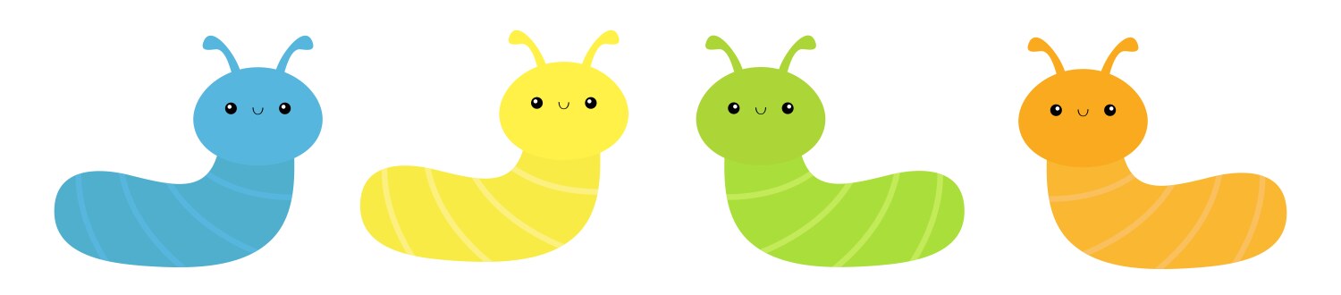 Caterpillar insect icon set crawling Royalty Free Vector