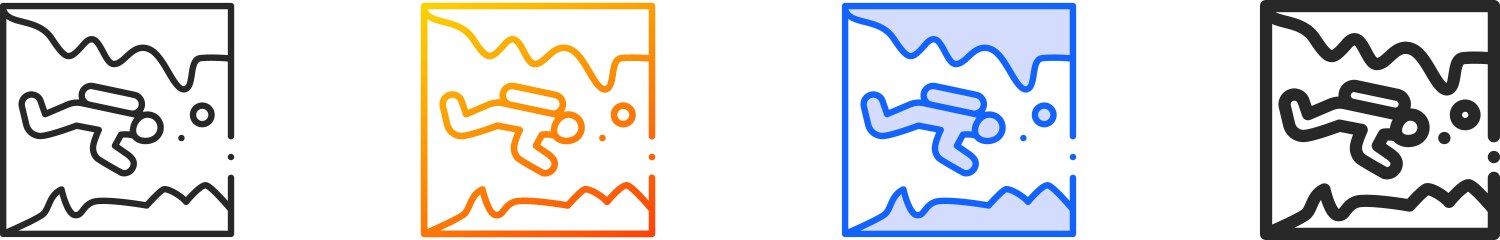 Diving iconthin linear gradient blue stroke Vector Image