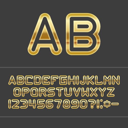 High class golden alphabet letters set Royalty Free Vector