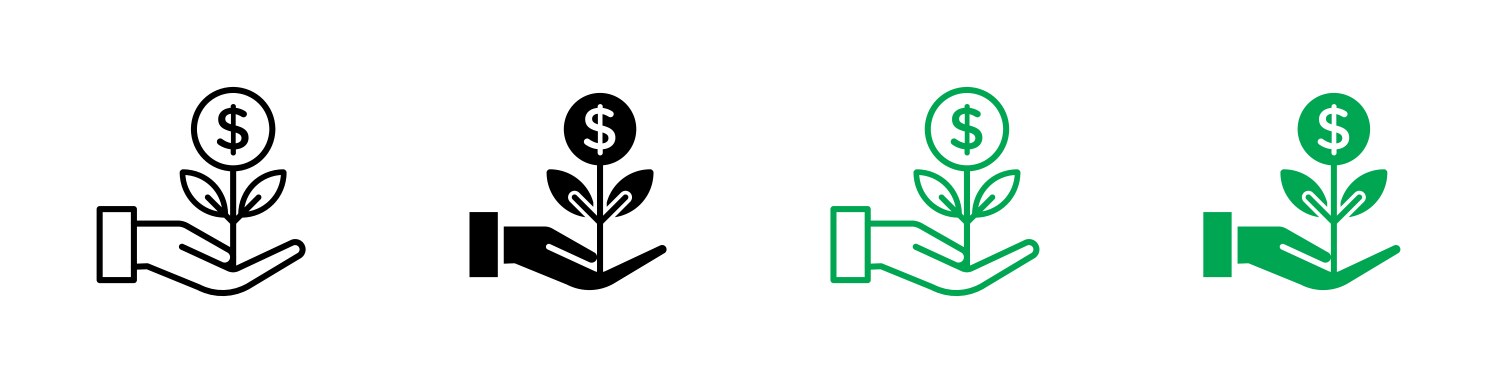 Money tree icon set plant growth symbol Royalty Free Vector