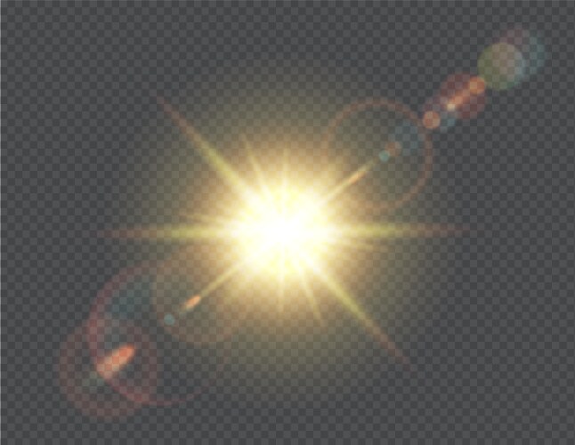 Flaring sun blast spot effects realistic set Vector Image