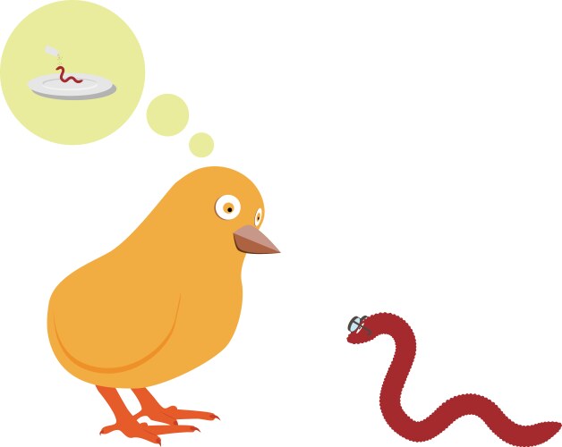 Cute pink smiling worm on white background Vector Image