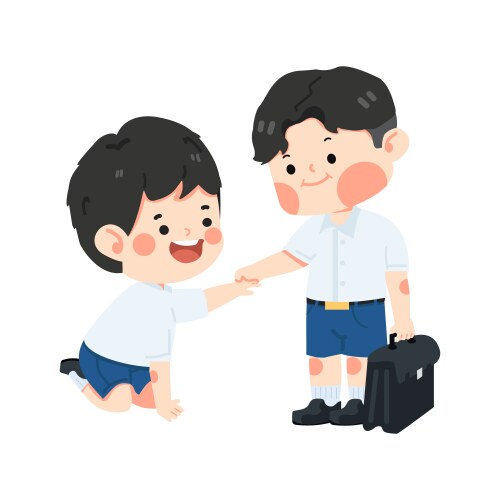 Kid helping friend that falling Royalty Free Vector Image