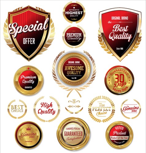 Set of gold quality label vintages design Vector Image