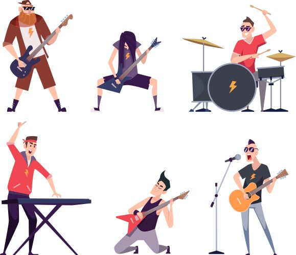 Rock musicians and singers isolated on white Vector Image