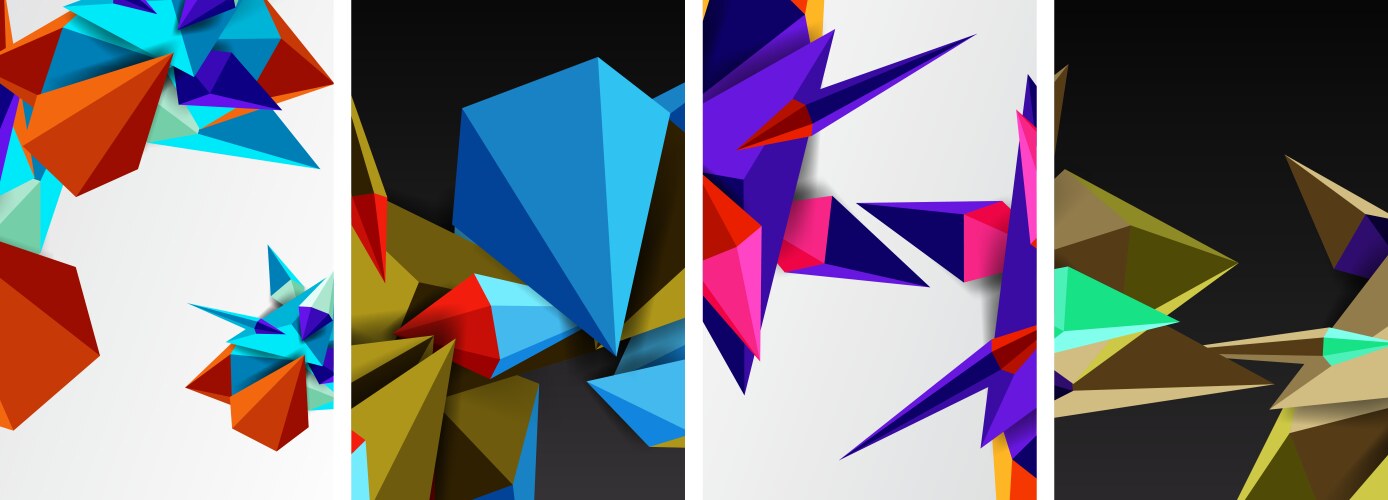 Set of triangle geometric low poly 3d shapes Vector Image
